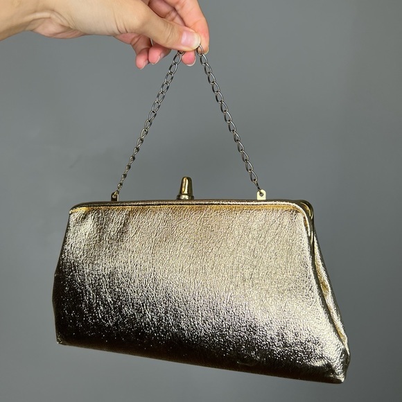 Vintage | Bags | Vintage Gold Metallic Clutch Bag Gold Chain Bag | Poshmark